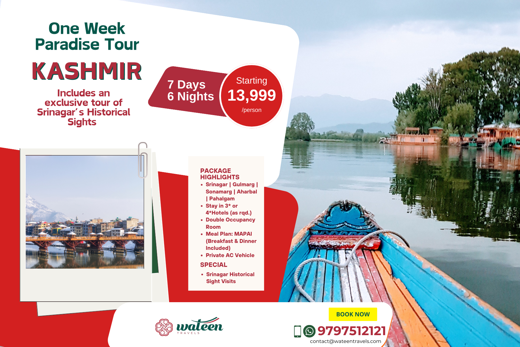 Kashmir One Week Tour, Vacation, Holidays.